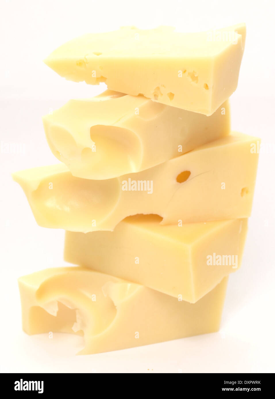 pieces of cheese isolated on white Stock Photo - Alamy