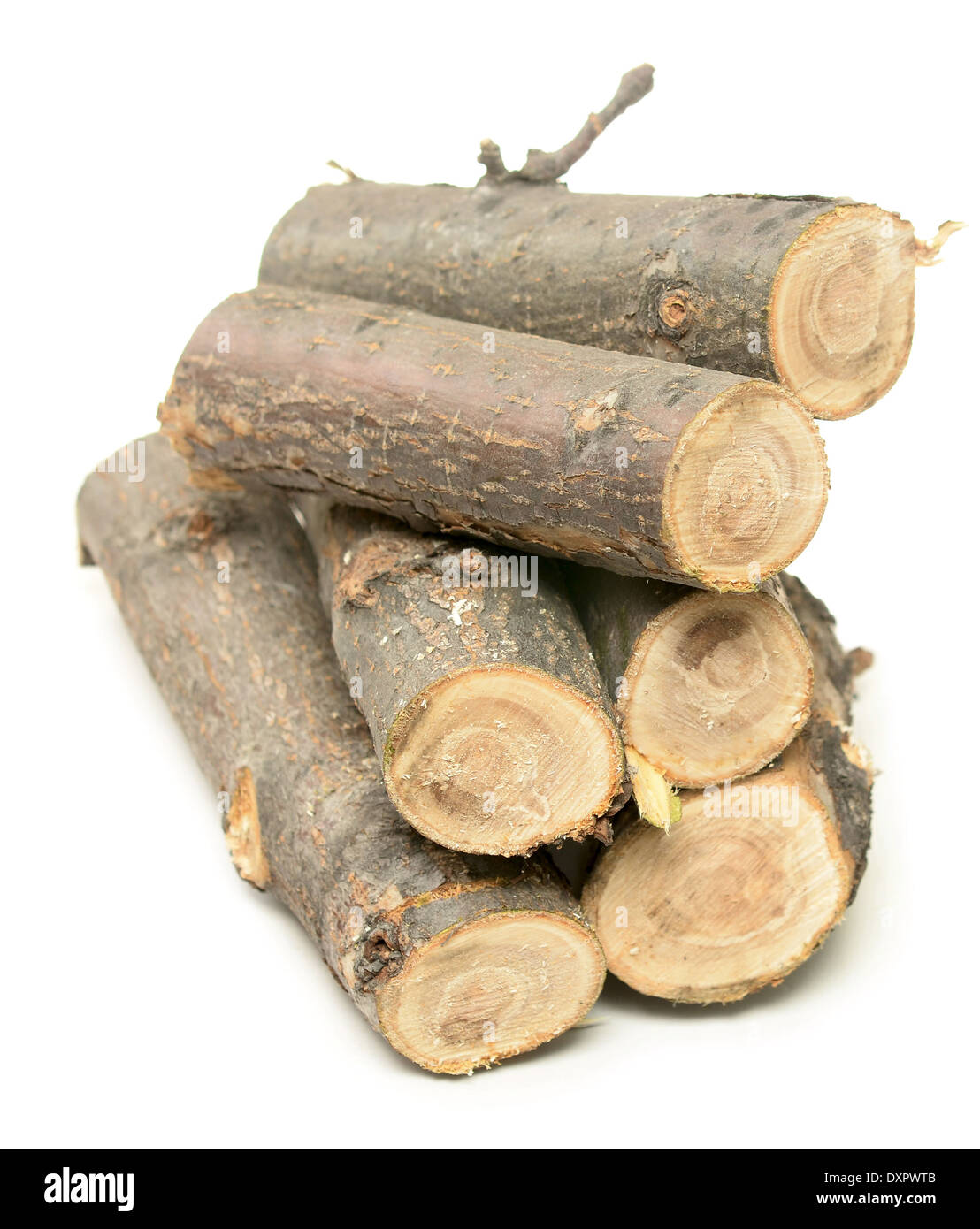 stack of firewood on white Stock Photo - Alamy