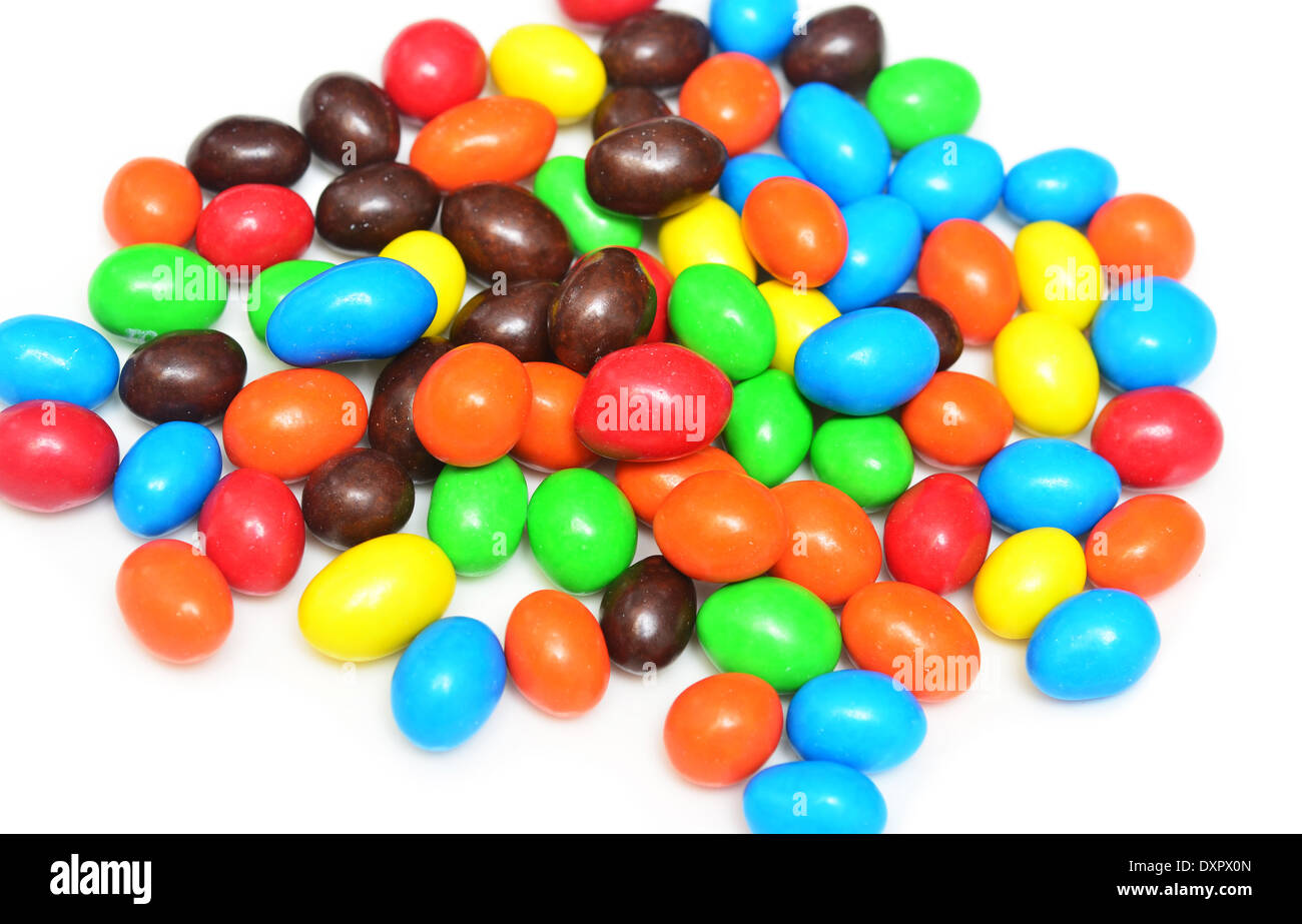 color candy beans on white Stock Photo - Alamy