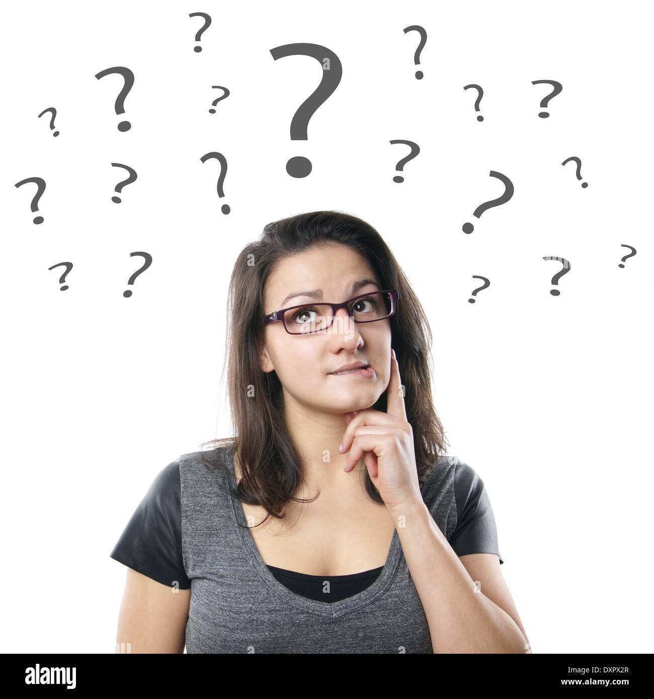 Woman question mark hi-res stock photography and images - Alamy
