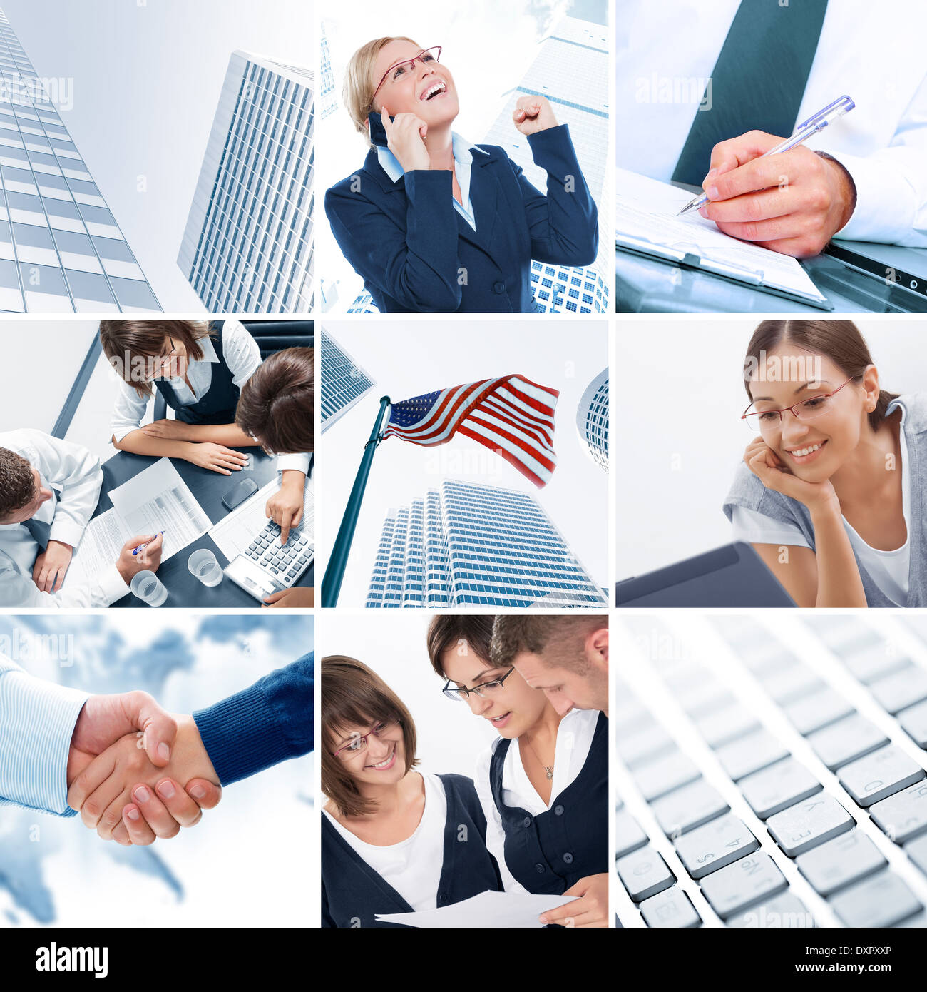 Business theme photo collage composed of different images Stock Photo ...