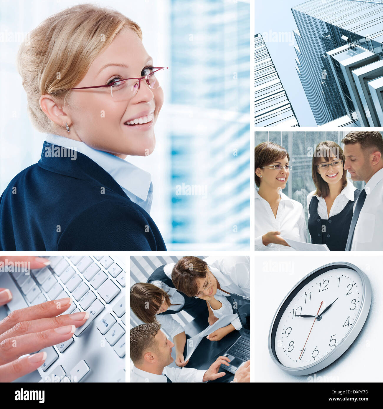 Business theme photo collage composed of different images Stock Photo ...