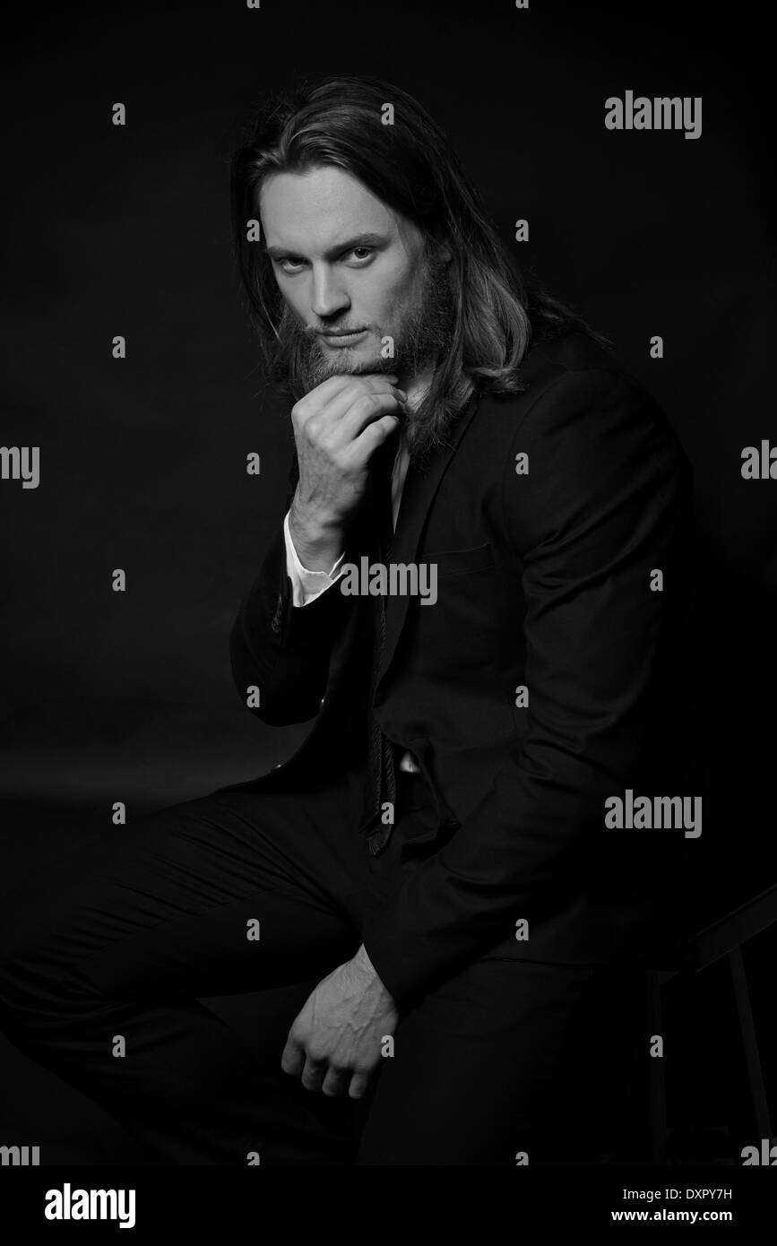 Medium shot front view Black and White Stock Photos & Images - Alamy