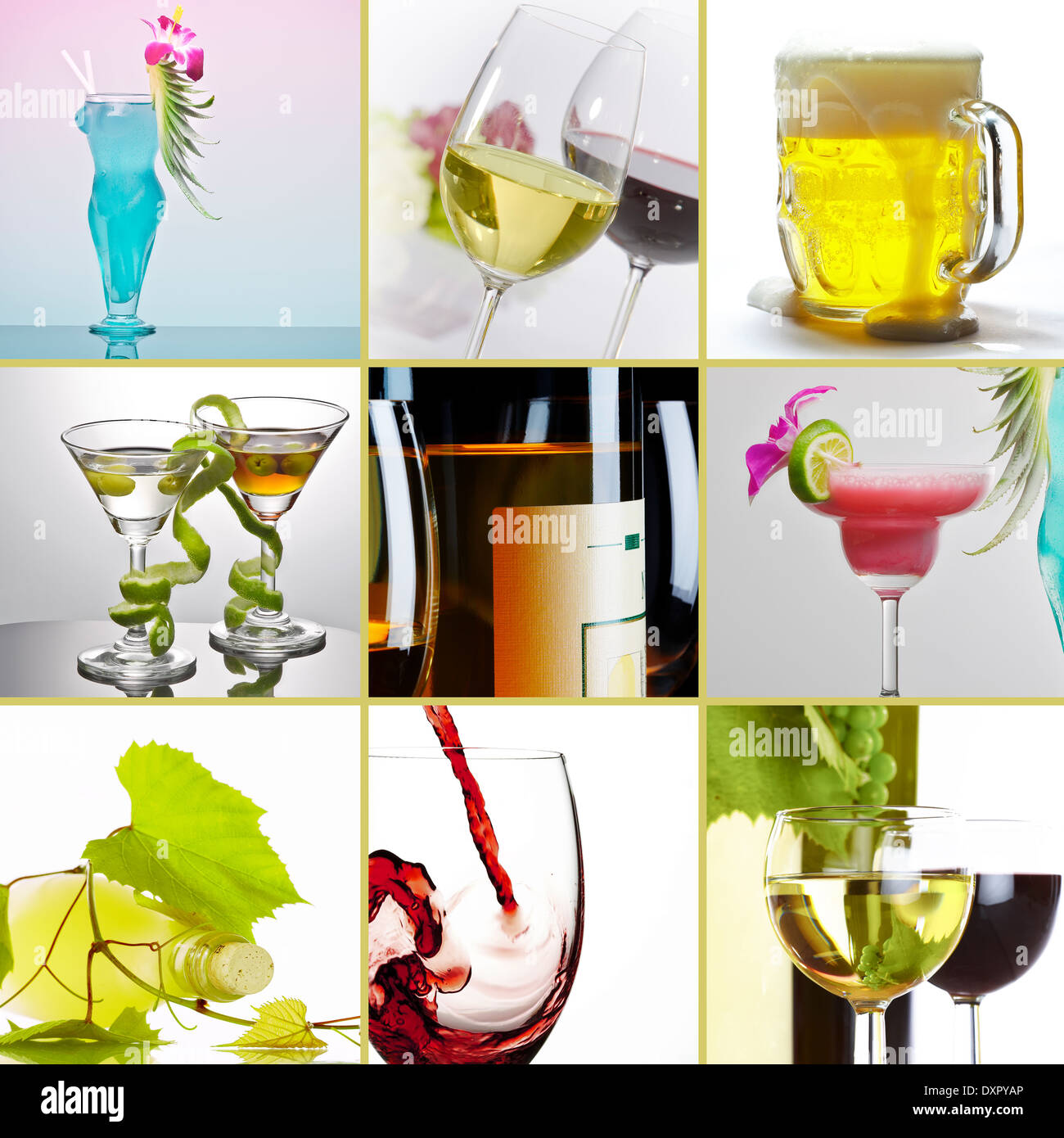 alcohol theme collage composed of different images Stock Photo - Alamy