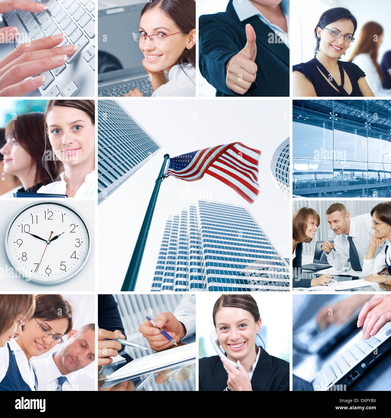 Business theme photo collage composed of different images Stock Photo ...
