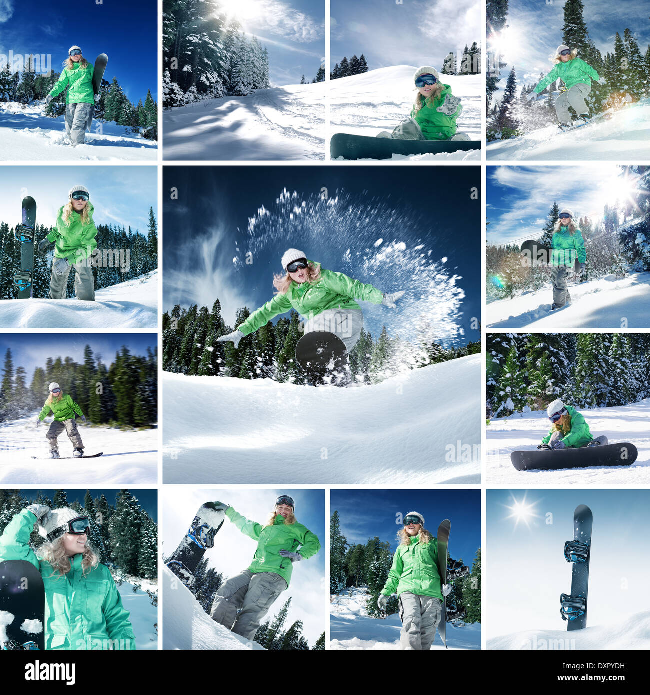 snowboarder theme collage composed of a few different images Stock ...