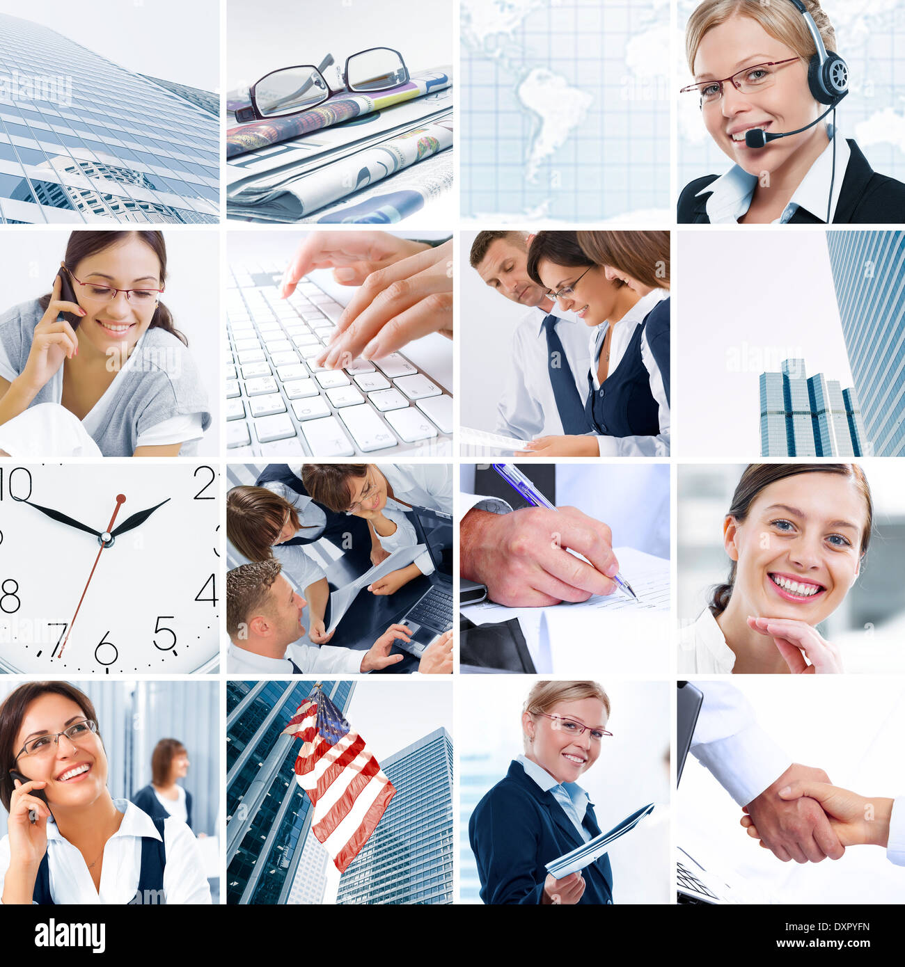 Business theme photo collage composed of different images Stock Photo ...