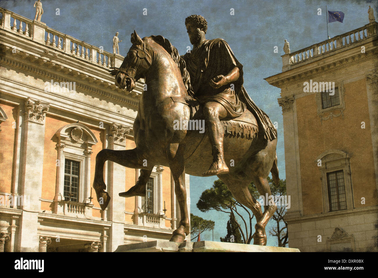 Vintage image of the Equestrian Statue of Marcus Aurelius in ...