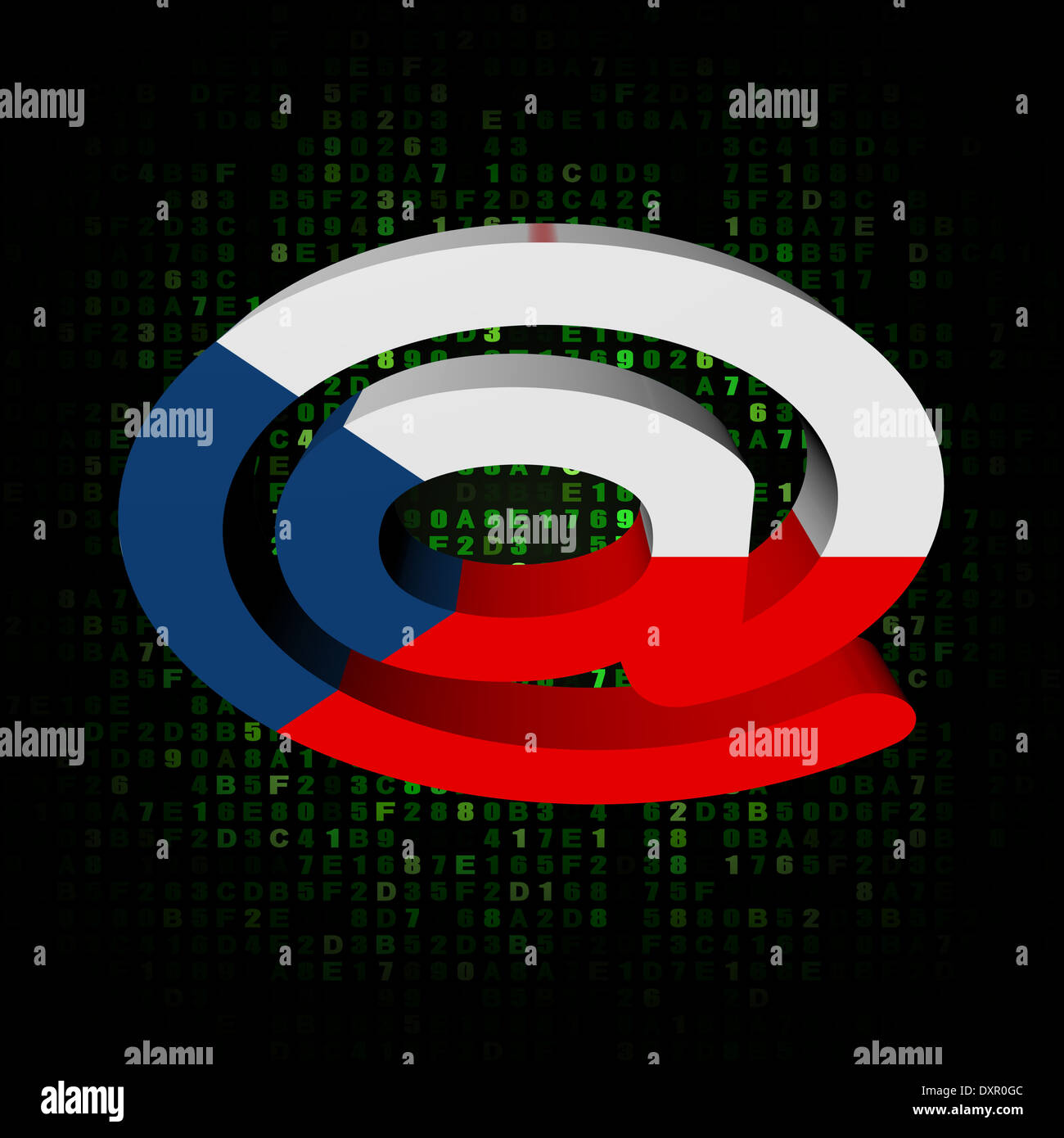 e-mail address AT symbol with Czech flag on hex illustration Stock ...