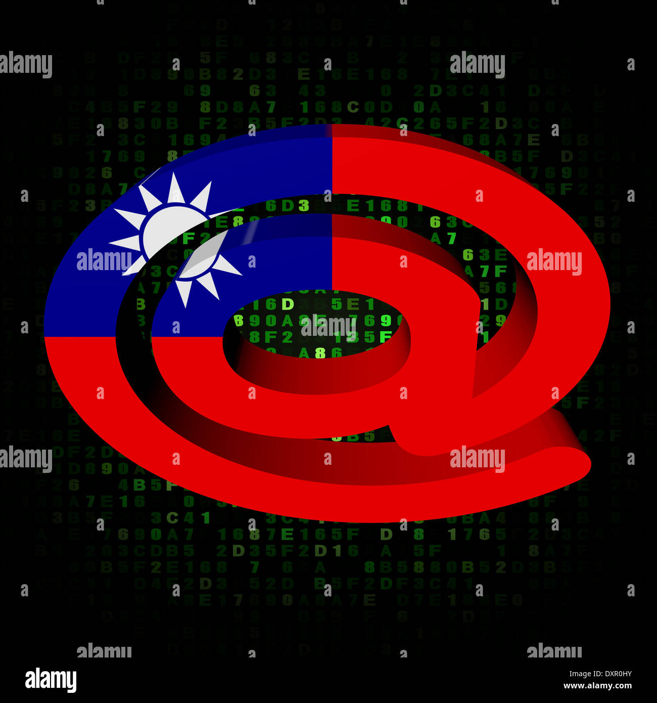 e-mail address AT symbol with Taiwanese flag on hex illustration Stock ...