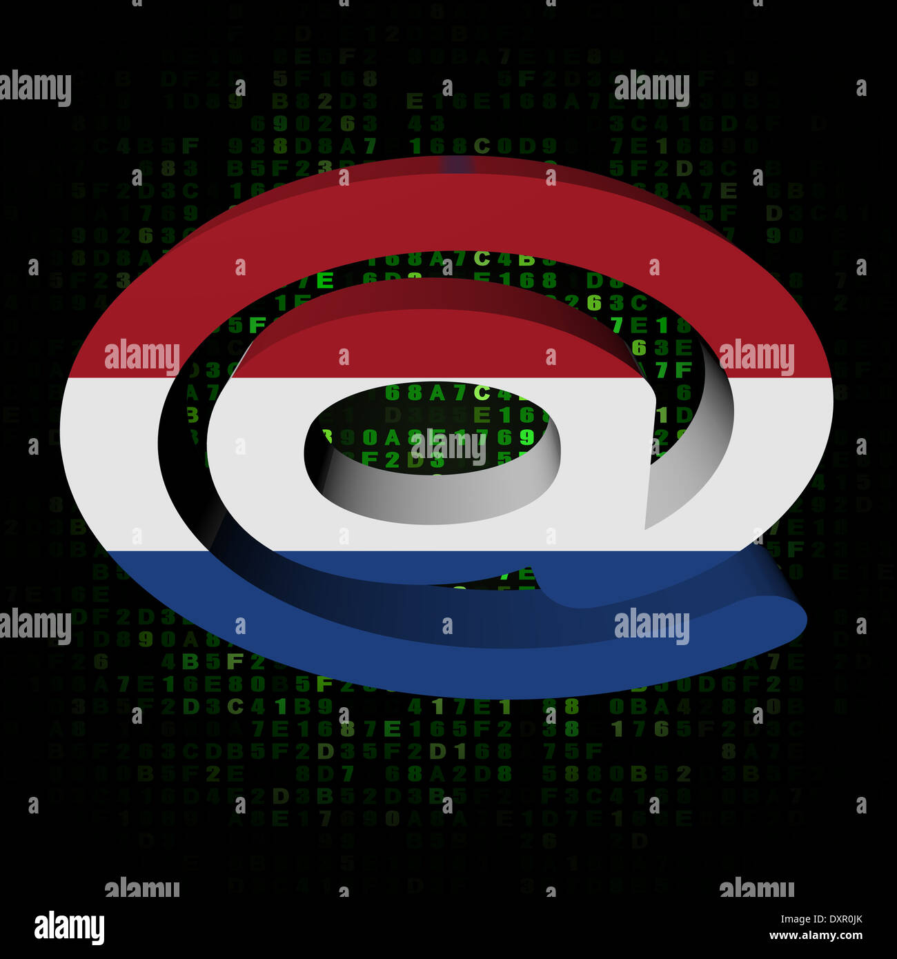 e-mail address AT symbol with Dutch flag on hex illustration Stock ...