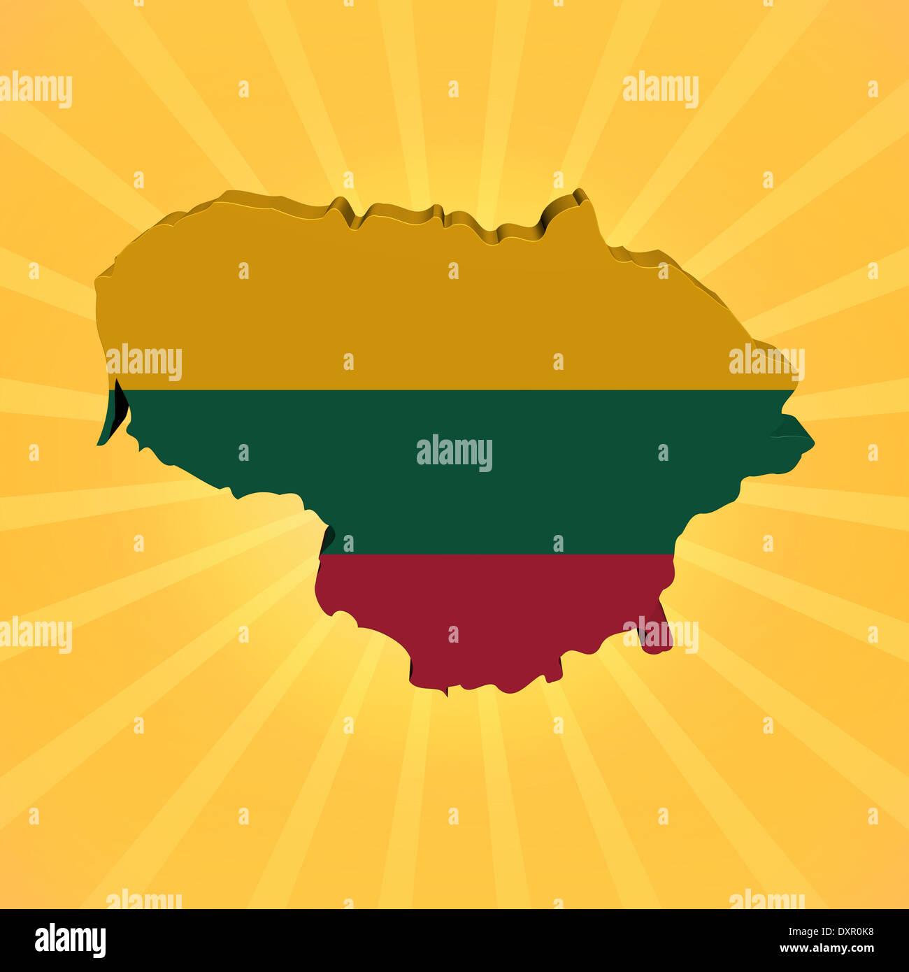 Lithuania map flag on sunburst illustration Stock Photo - Alamy