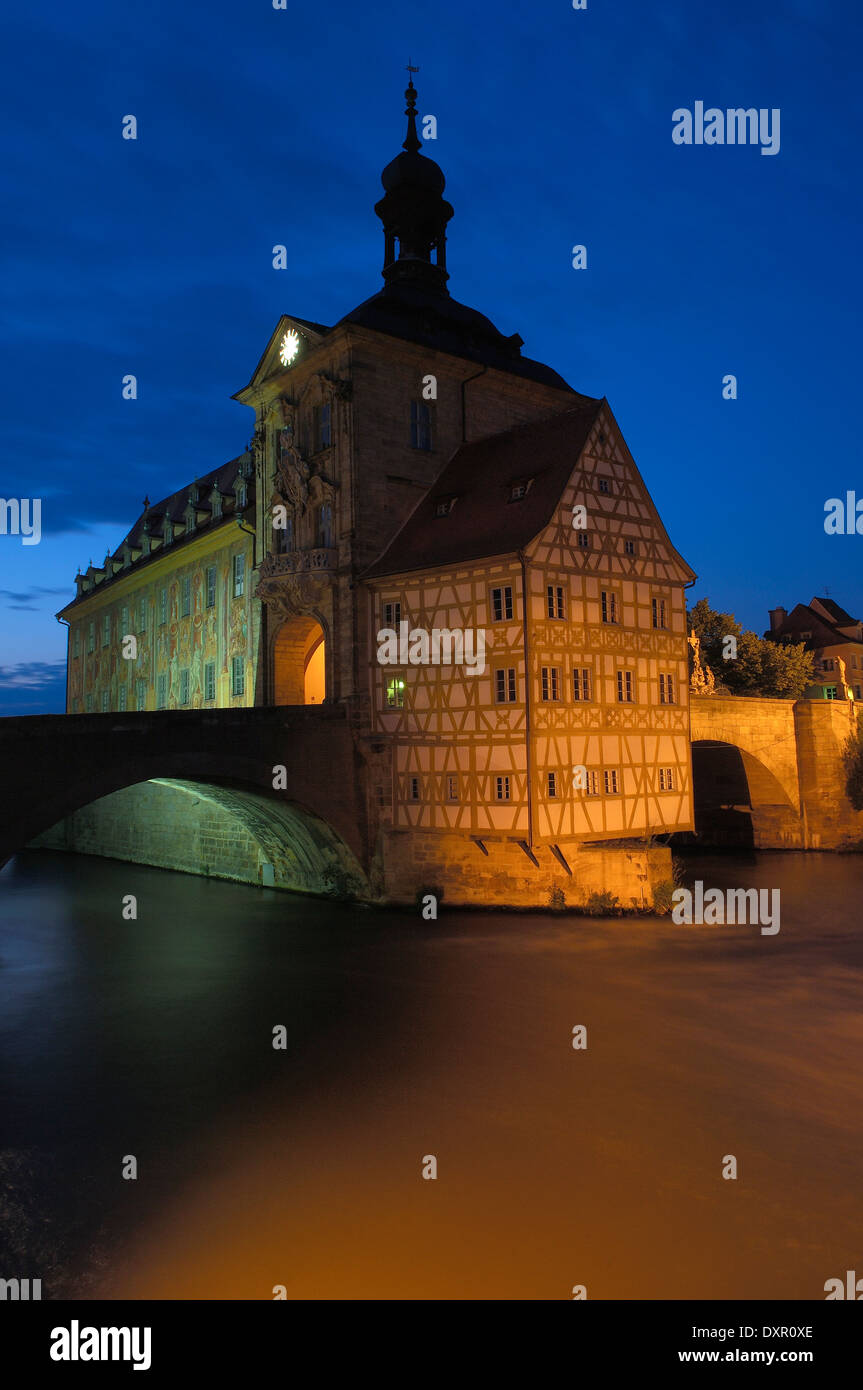 Bamberg, Altes Rathaus, Old Town Hall at Dusk, UNESCO World Heritage ...