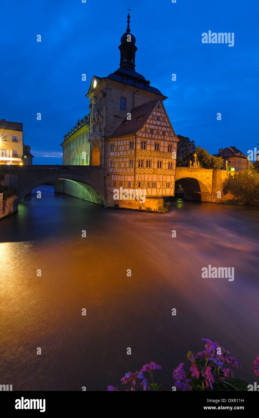Bamberg, Altes Rathaus, Old Town Hall at Dusk, UNESCO World Heritage ...