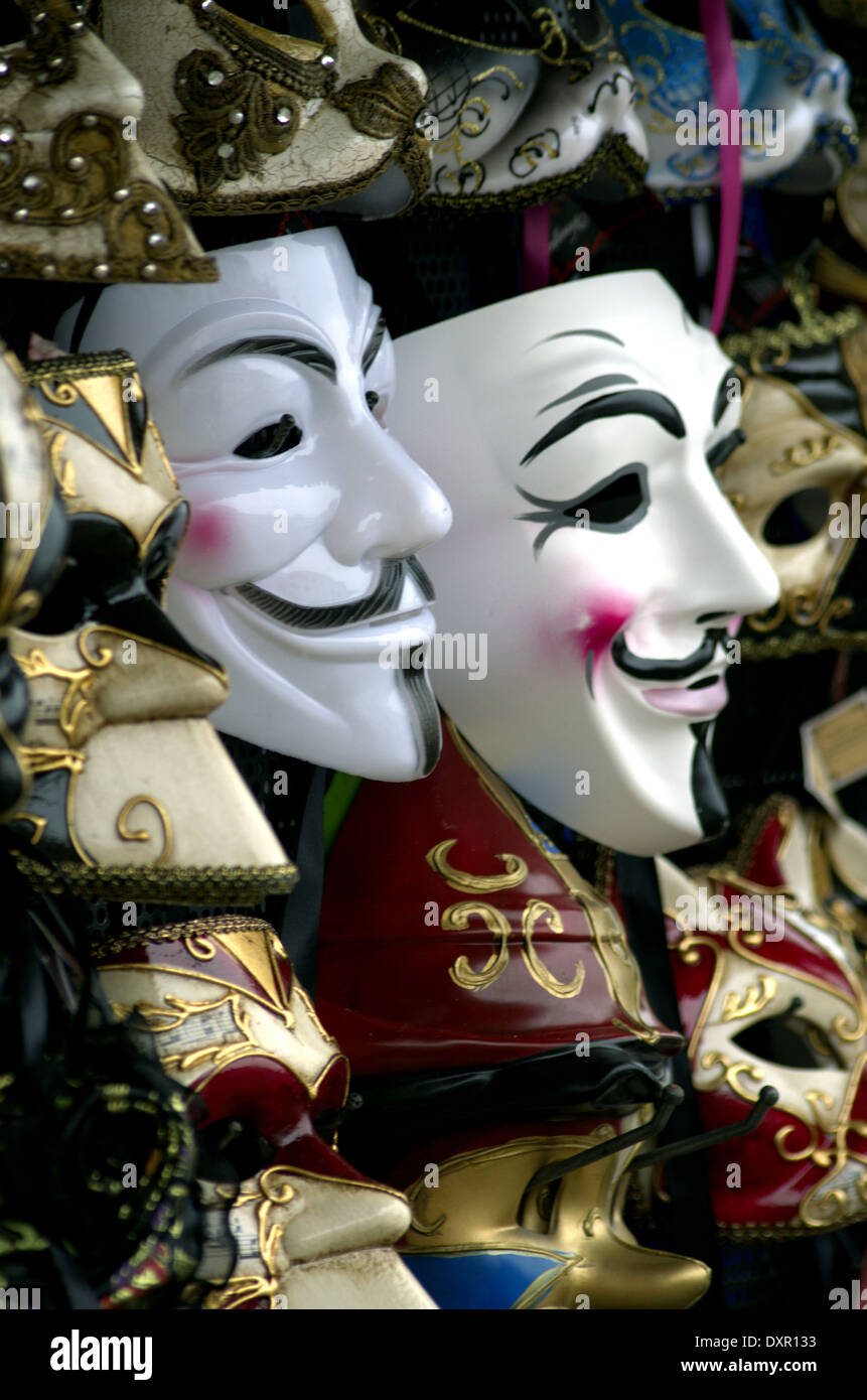 Anonymus mask together with venetian traditional masks Stock Photo - Alamy