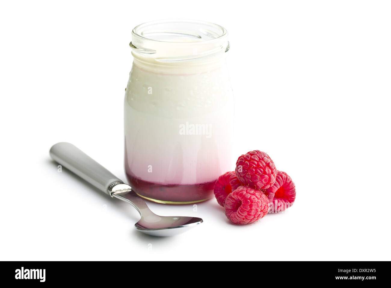 Yogurt and raspberries Cut Out Stock Images & Pictures - Alamy