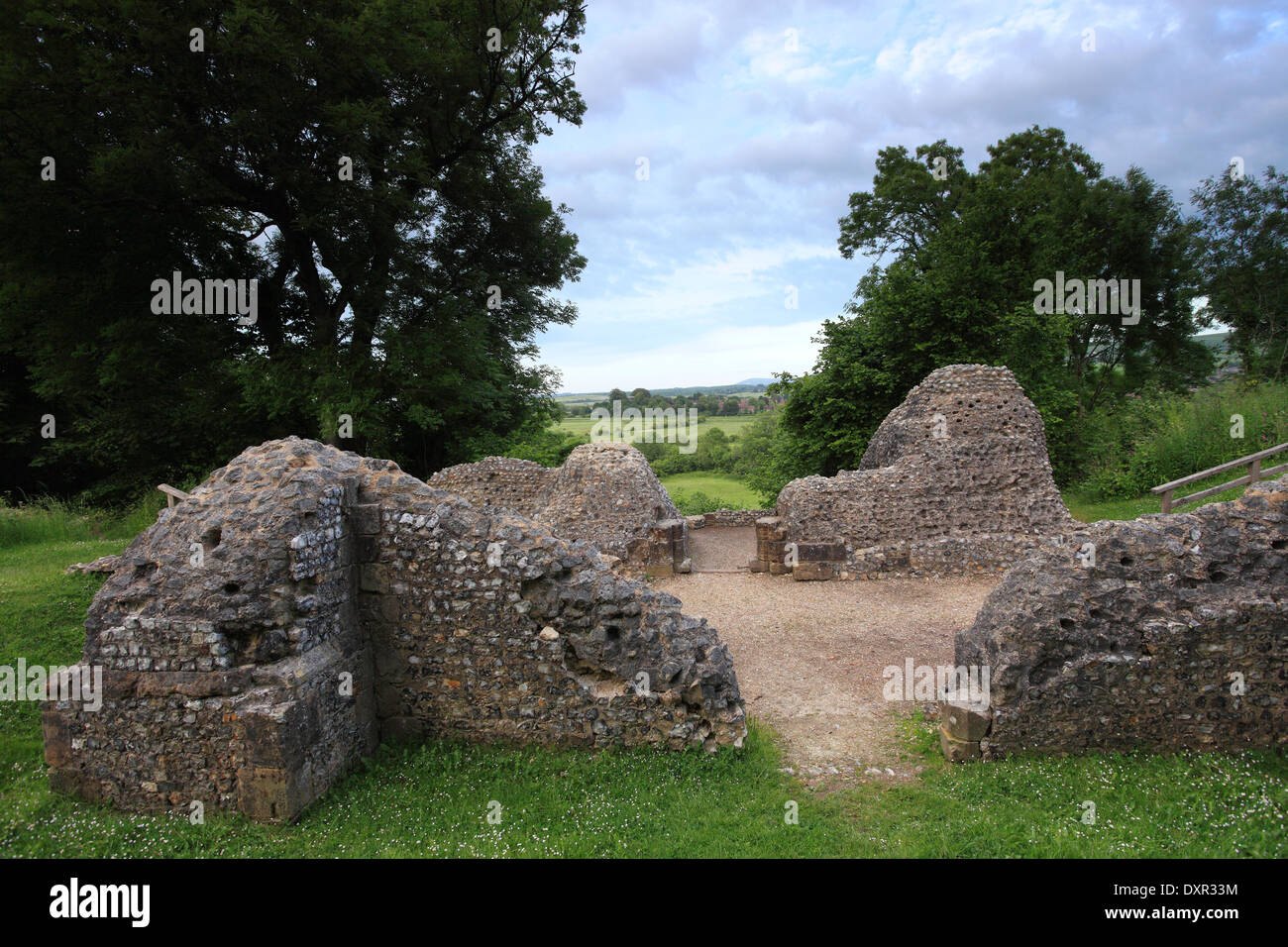 The ruins of Bramber Castle, village of Bramber, South Downs National ...