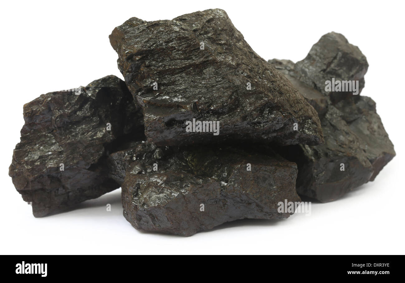 Bituminous coal over white background Stock Photo - Alamy