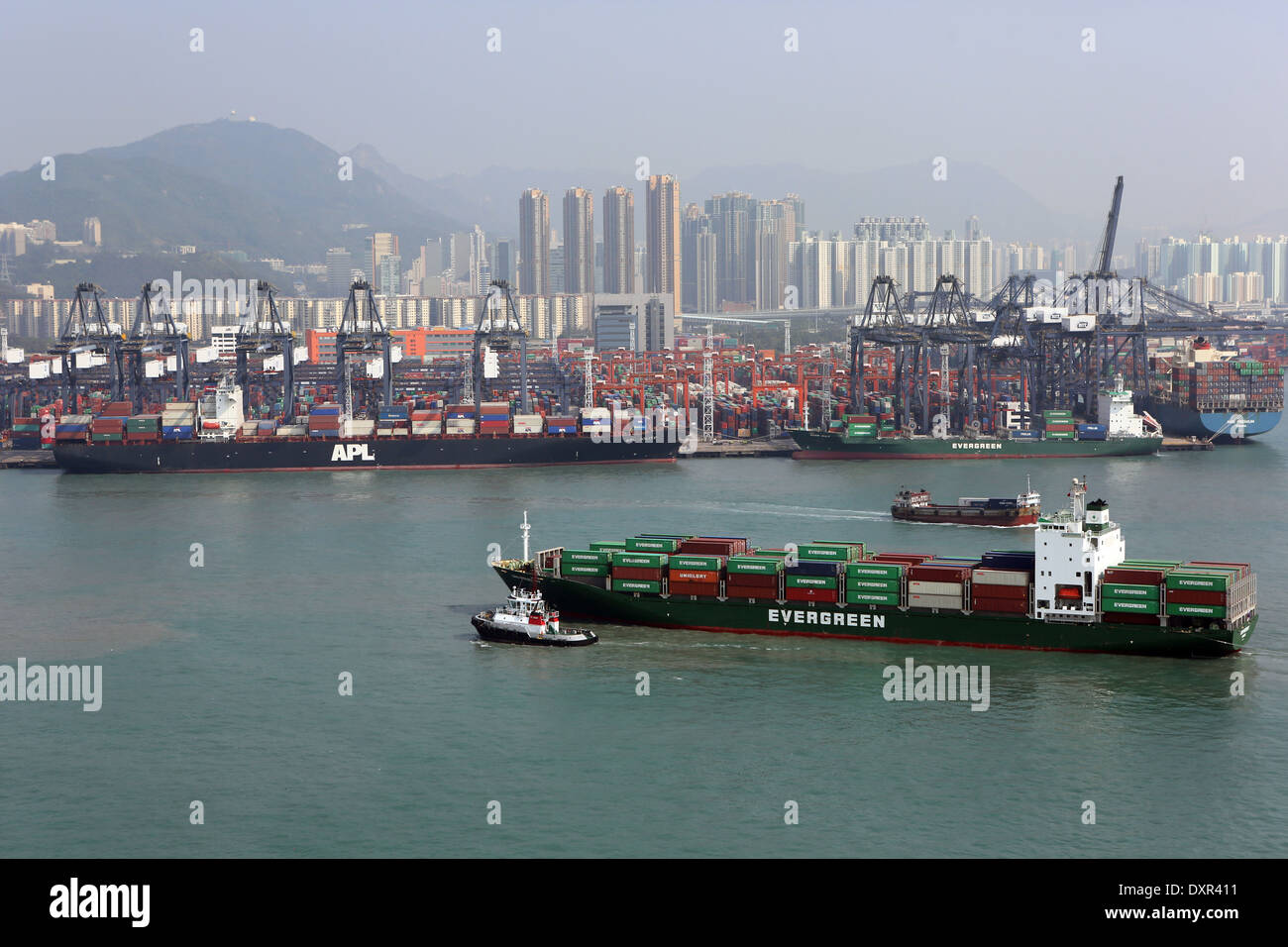 Hong Kong, China, container ships in the Hong Kong International ...