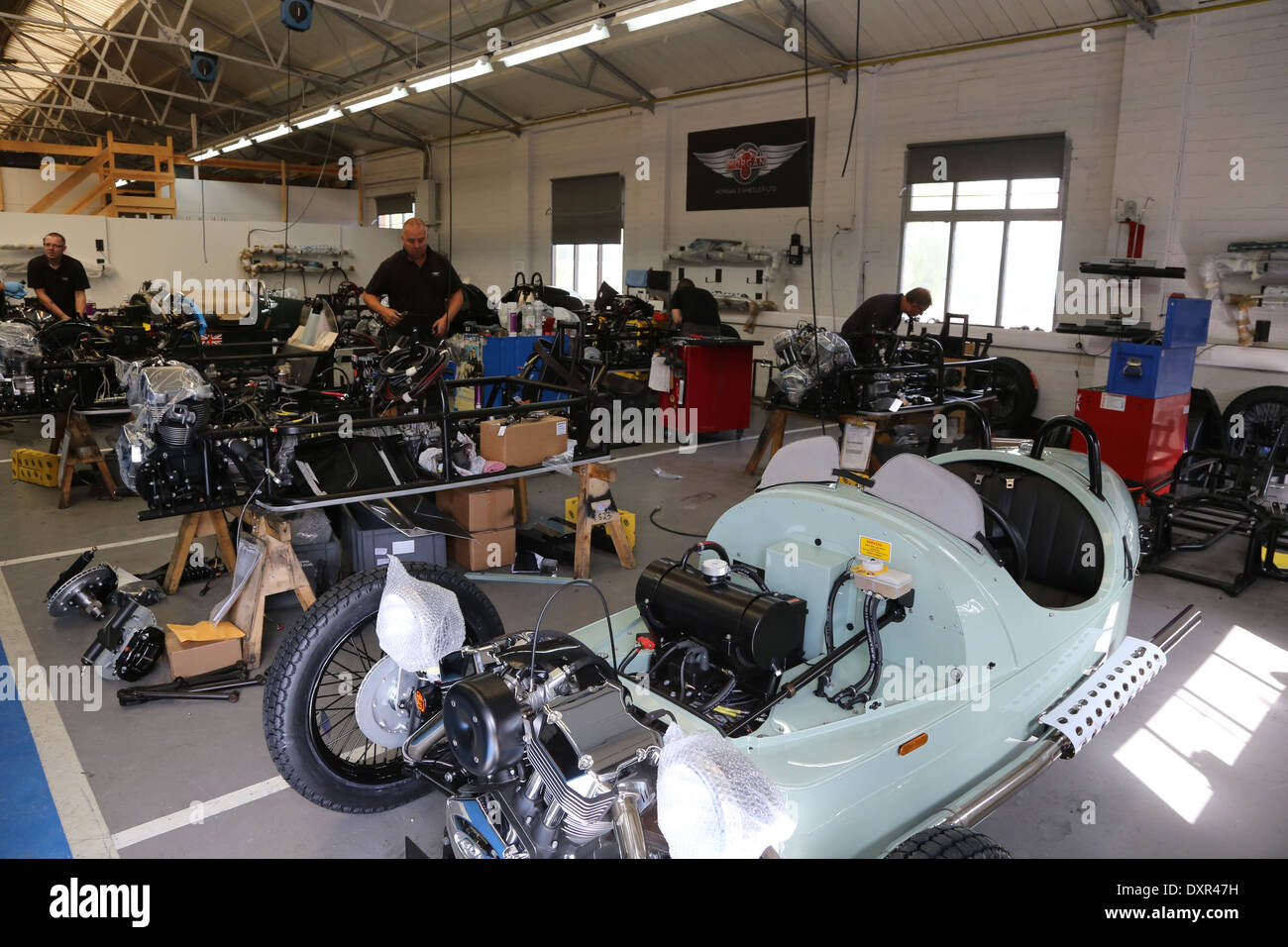 Morgan Motor Car factory showing the 3 wheeler in production. Shot in ...