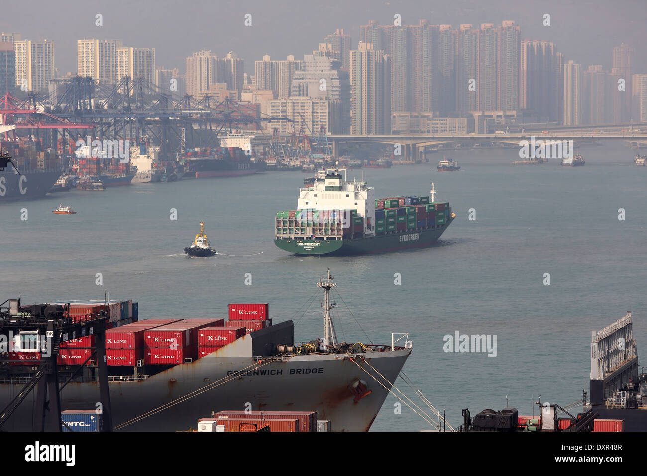 Hong Kong, China, container ships in the Hong Kong International ...