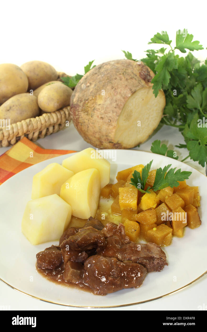 Game stew with turnips vegetables and potatoes Stock Photo - Alamy