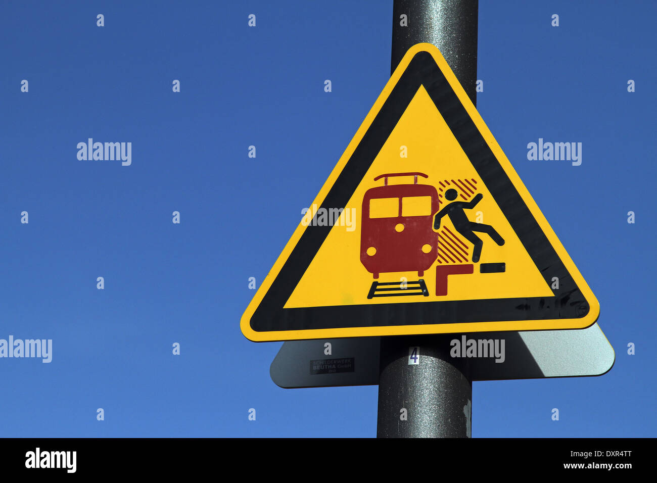 Train station warning sign hi-res stock photography and images - Alamy