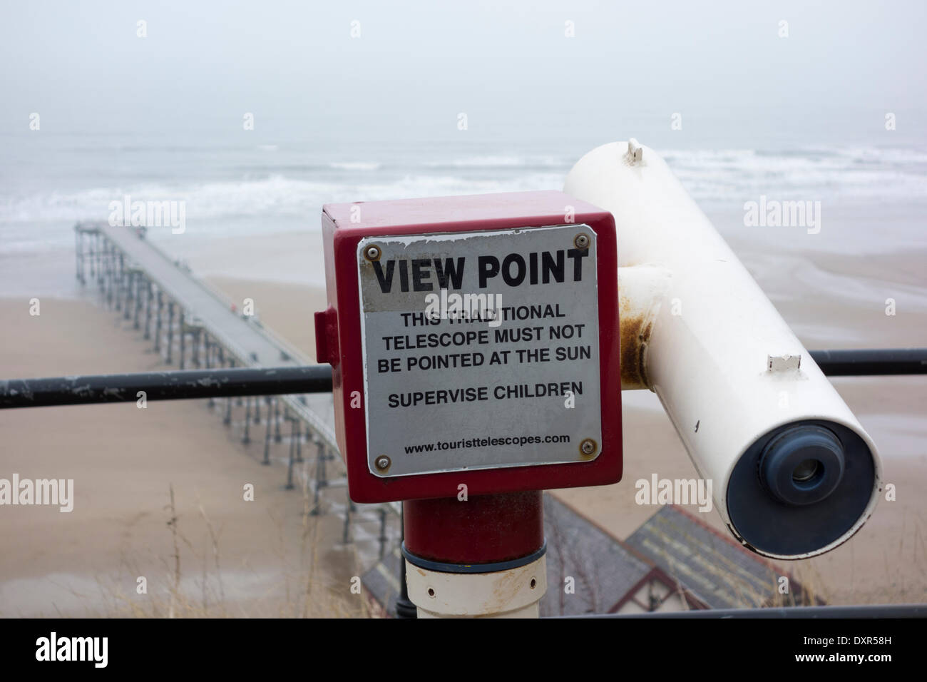 The Cleveland Way coastal trail looking out over Saltburn pier from top ...