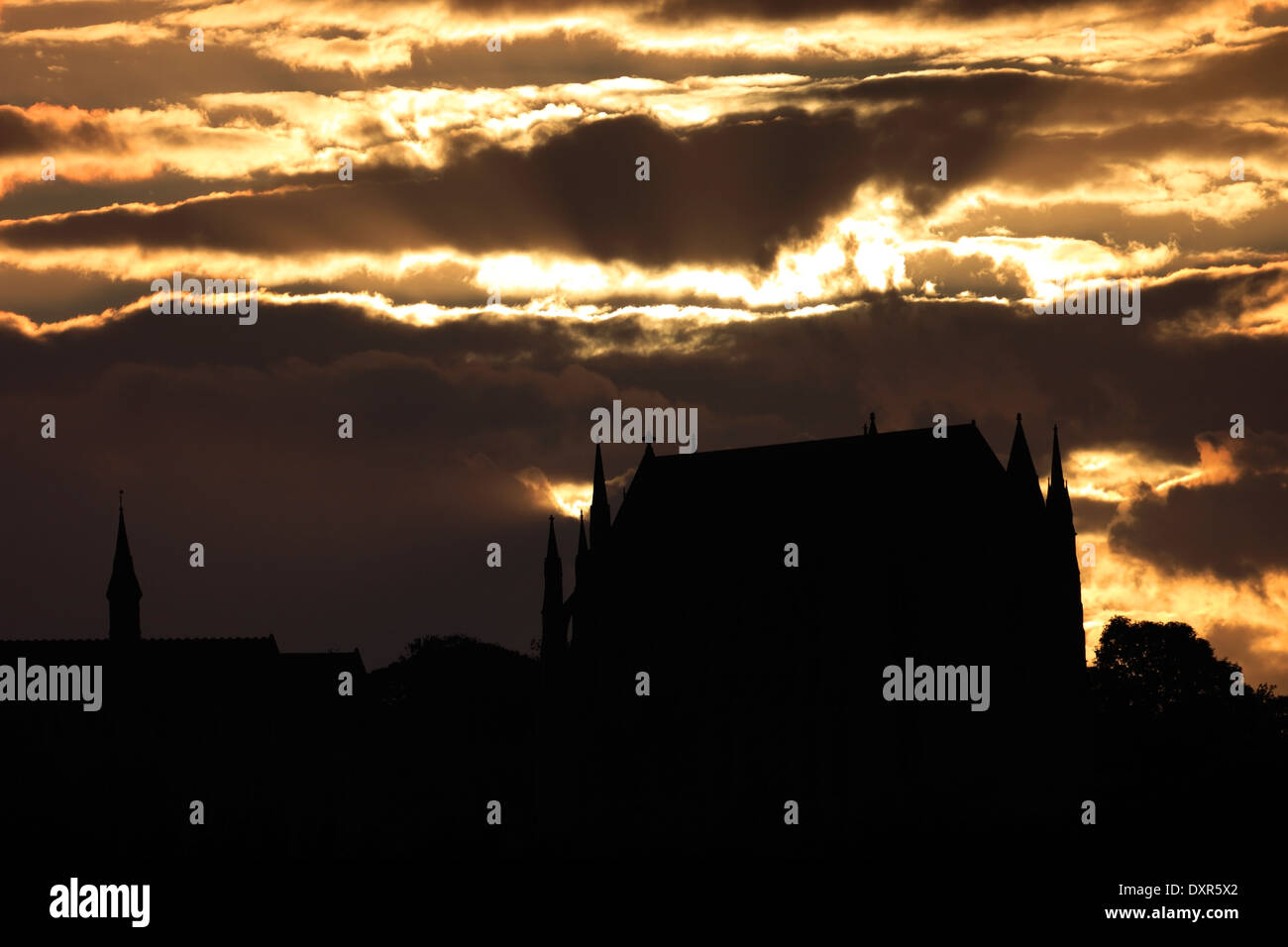 Summer sunset over Lancing College Chapel, Lancing College, Lancing ...