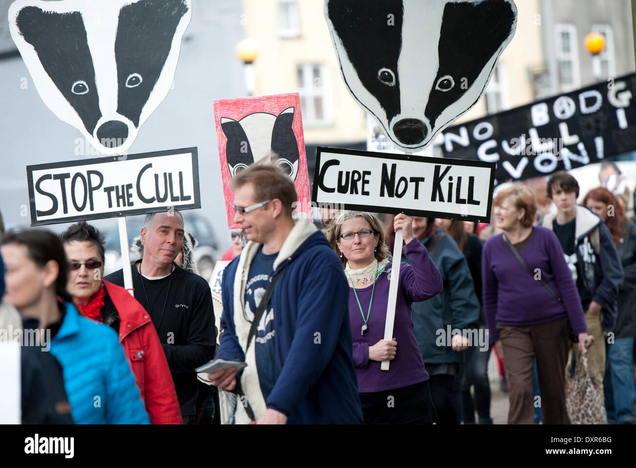 Exeter, Devon, UK . 29th Mar, 2014. Protestors against the Government ...