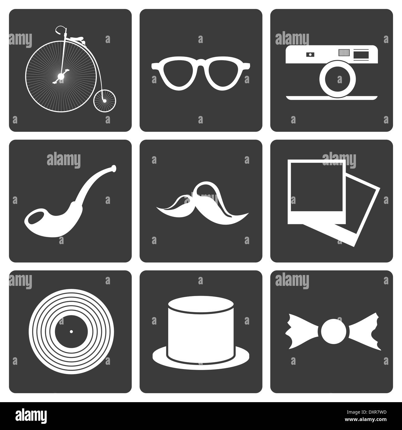 Icons with set hipster items Stock Photo - Alamy