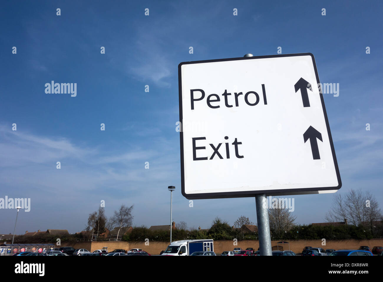 Supermarket petrol and exit sign Stock Photo - Alamy