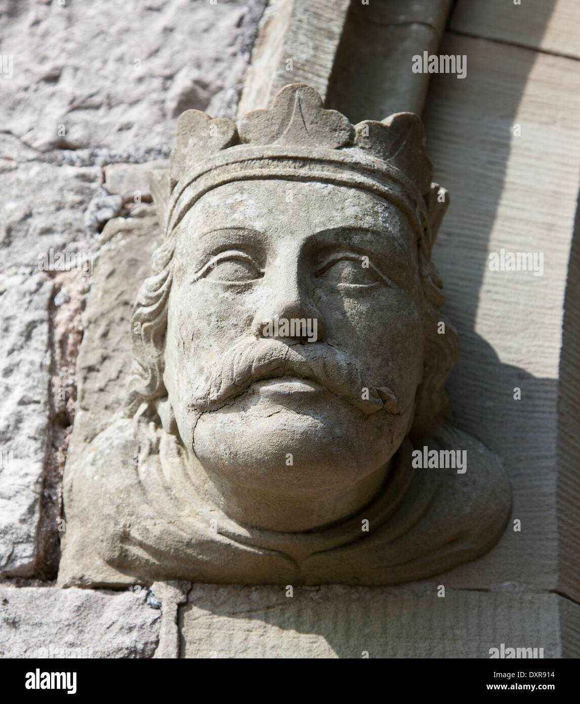 Detail of medieval sandstone carving on the porch of St. Stephen's ...