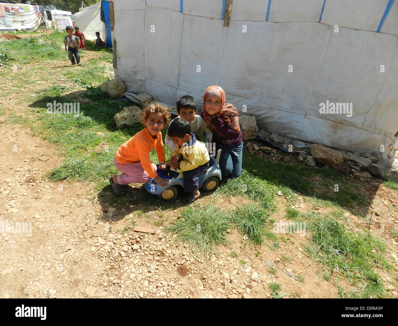 Beirut. 29th Mar, 2014. Syrian children play in a refugee camp in Bekaa ...