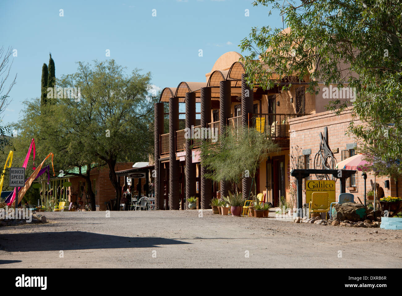 Arizona, Tucson, Tubac. Typical street scene of shopping area of Tubac ...