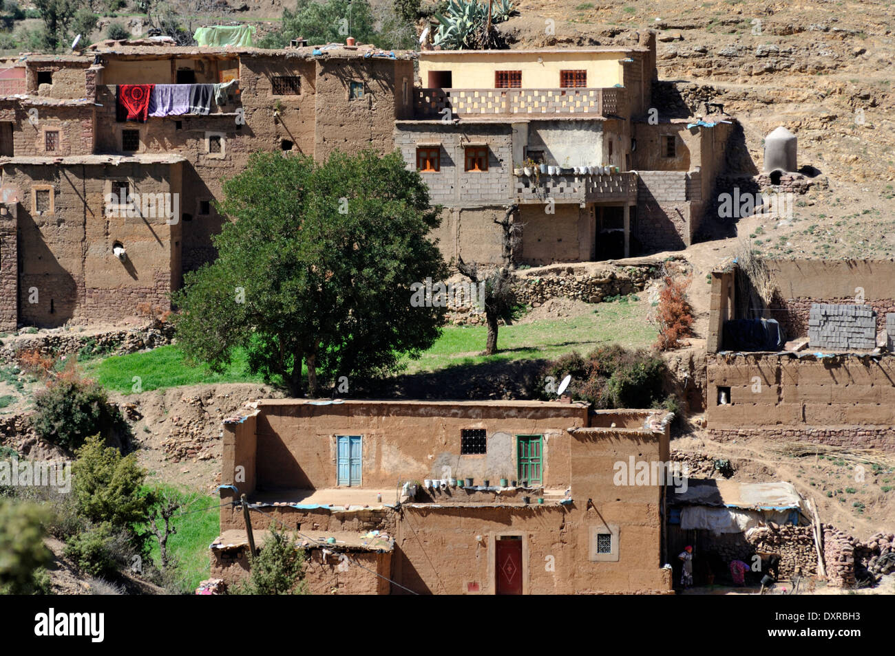 traditional Berber buildings near Tadmamt in Atlas mountains on road to ...
