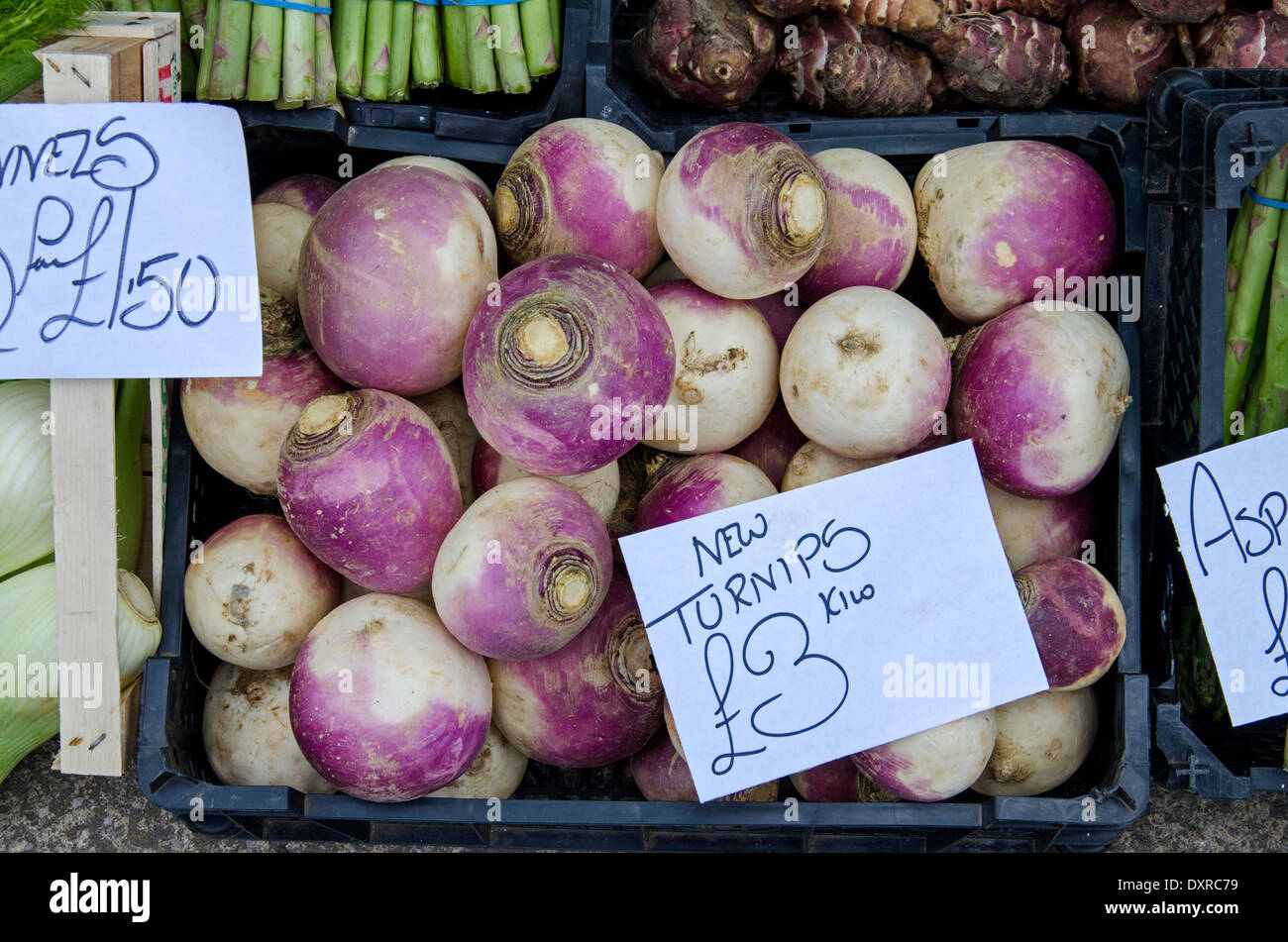 New turnips for sale on an outdoor market stall in the Grassmarket ...