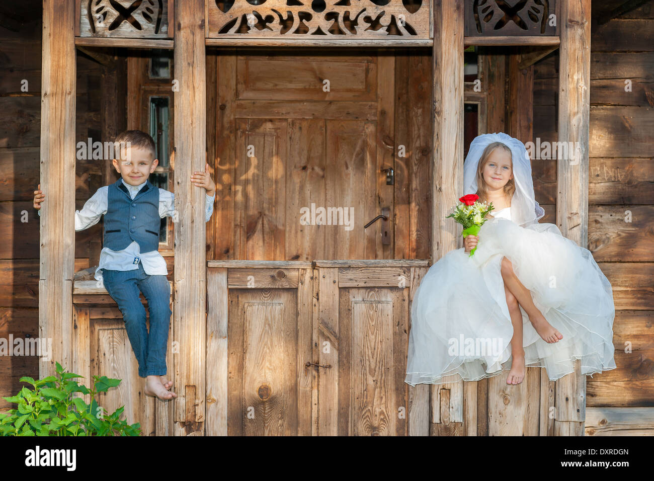 Kids Love Couple After the Wedding Stock Photo - Alamy