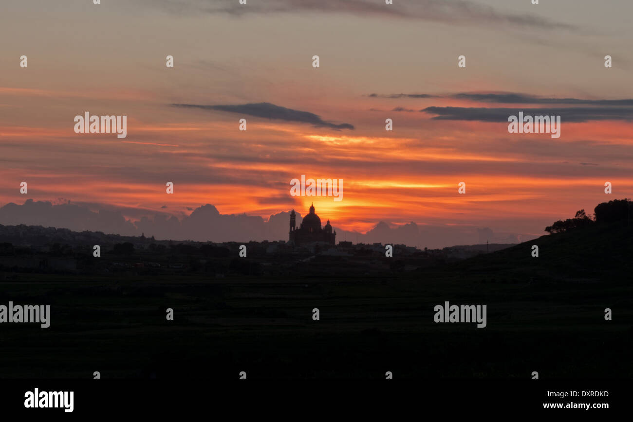 Rotunda Church Of St John The Baptist At Sunset, Xewkija, Gozo, Malta ...