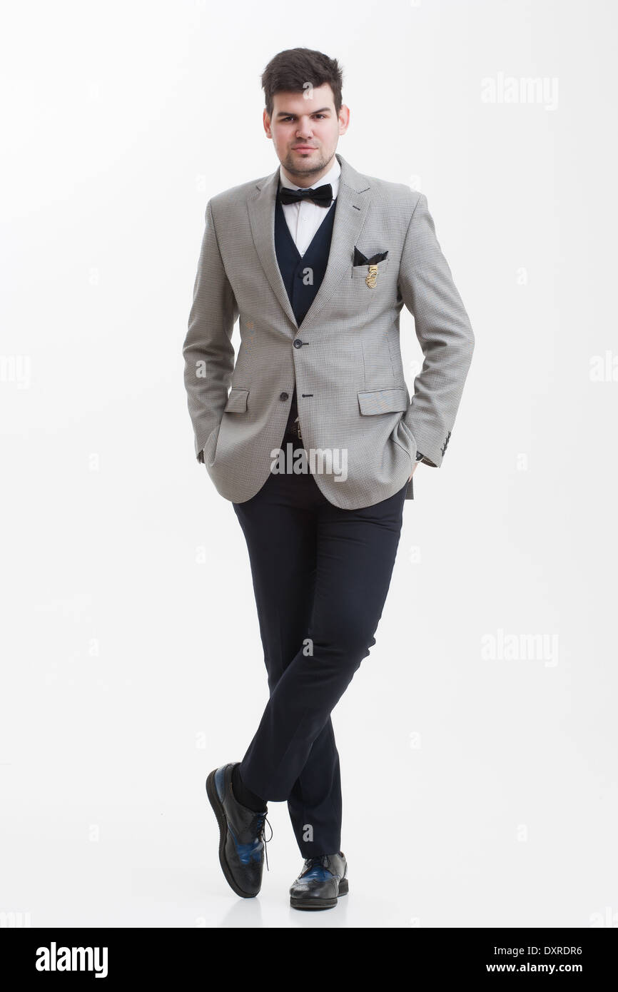 European businessman in triple suit. Handsome man. Euro logo icon ...