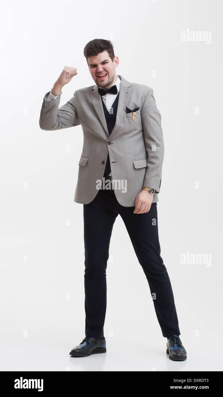 European businessman in triple suit. Handsome man. Euro logo icon ...