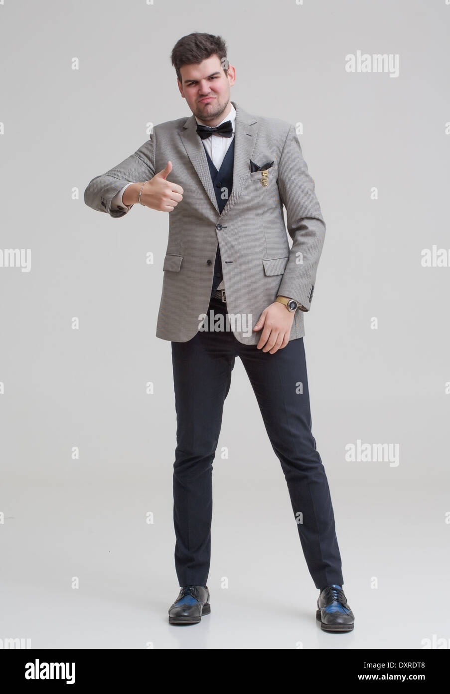 European businessman in triple suit. Handsome man. Euro logo icon ...