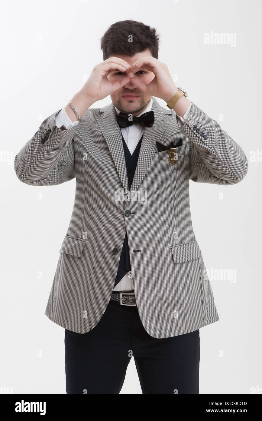 European businessman in triple suit. Handsome man. Euro logo icon ...