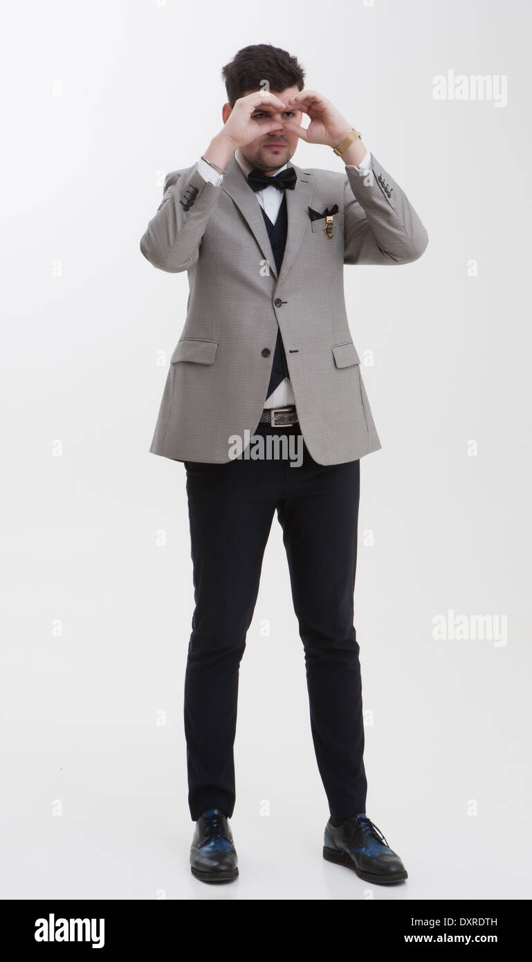 European businessman in triple suit. Handsome man. Euro logo icon ...