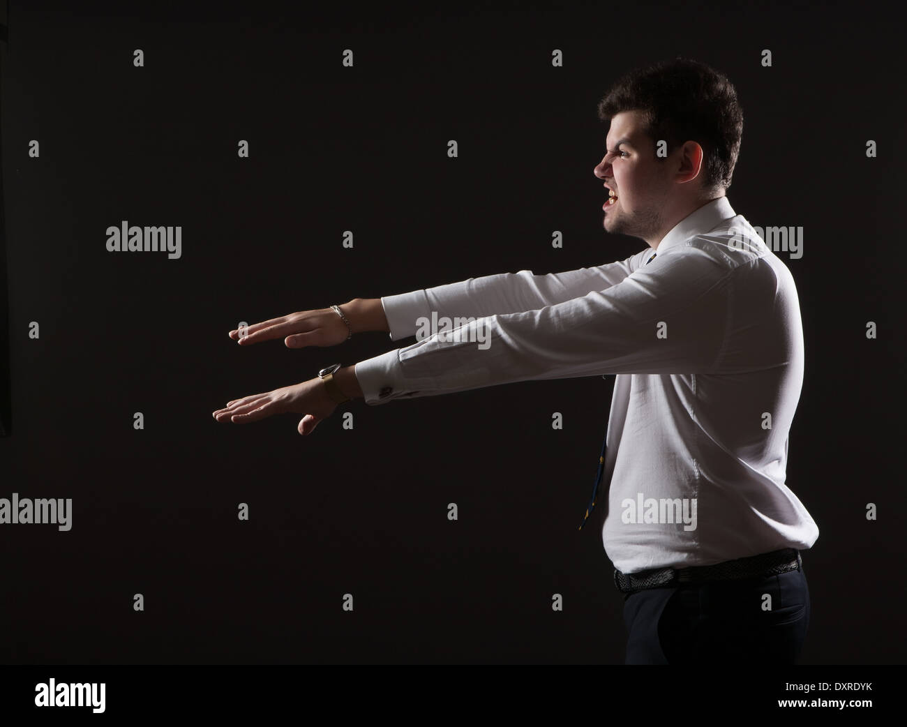 Zombie man. Businessman like a zombie. Well dressed Stock Photo - Alamy