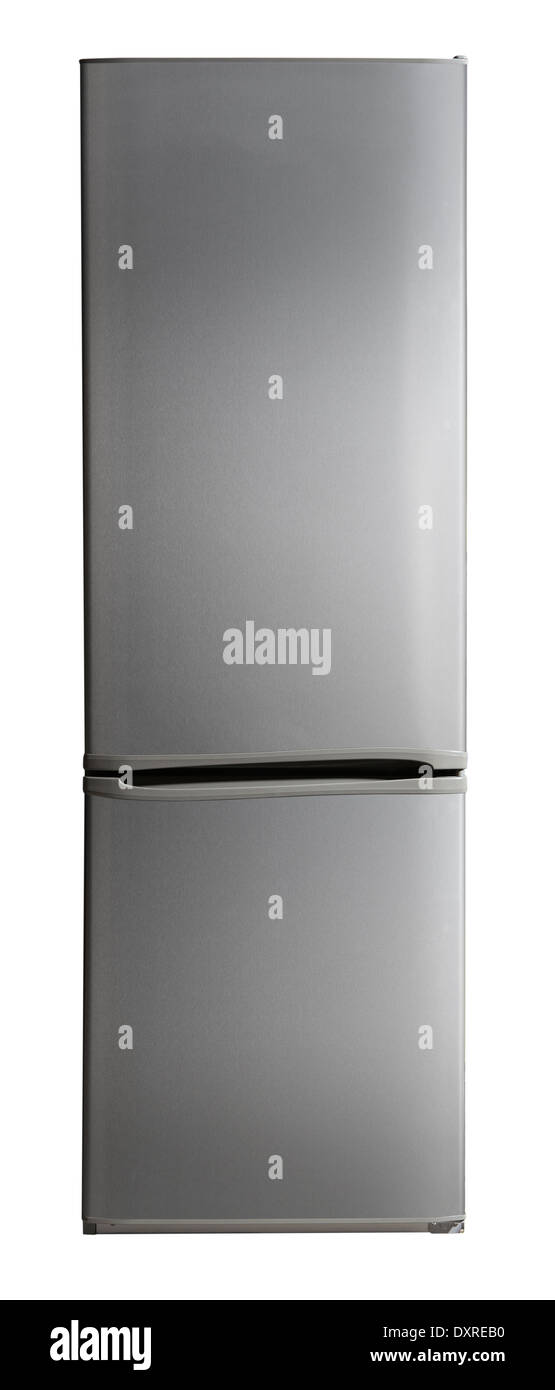 Two door INOX refrigerator isolated on white Stock Photo - Alamy