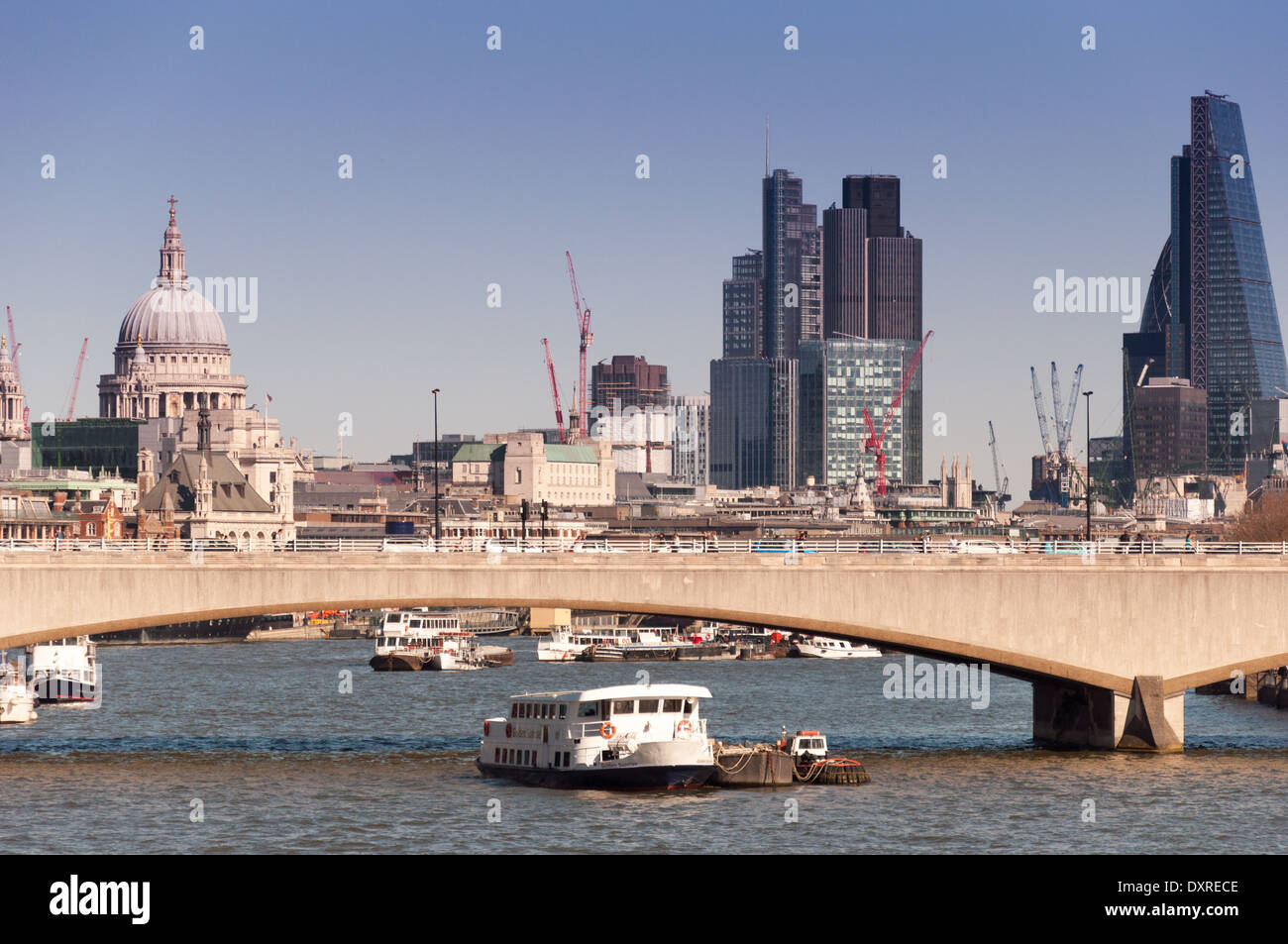 Famous view along and around the River Thames in London near Houses of ...