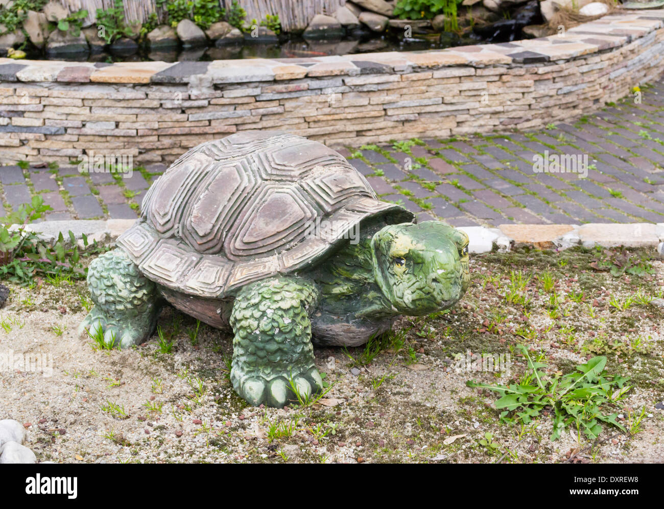 Green garden turtle statue Stock Photo - Alamy
