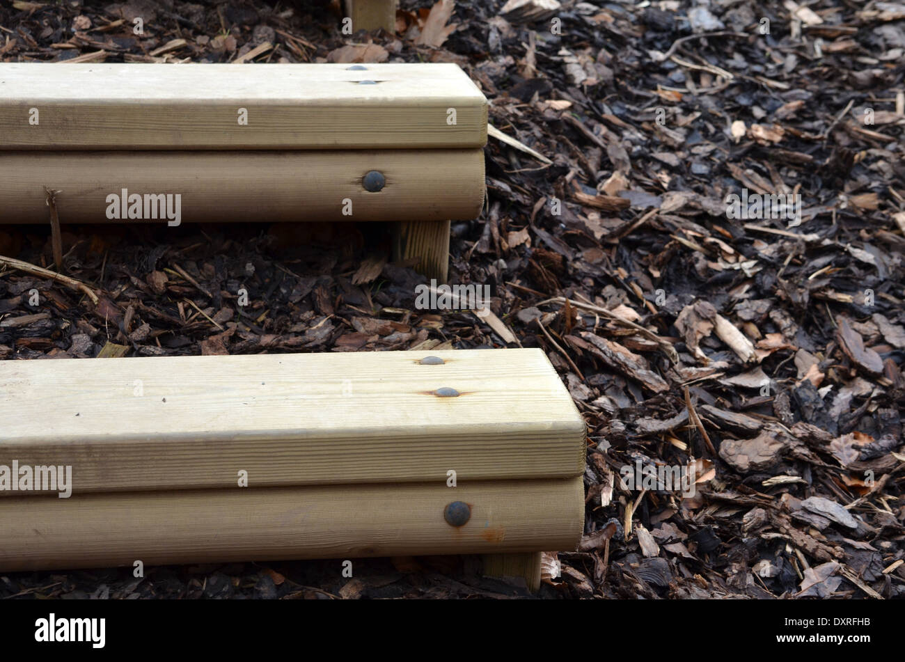 wooden steps in the park Stock Photo - Alamy