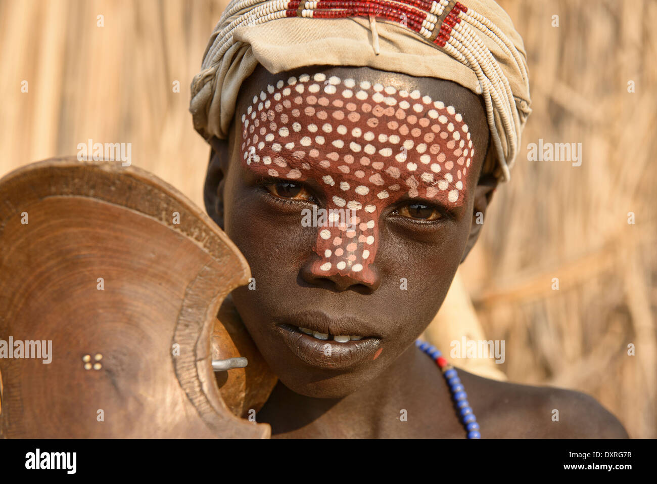 painted boy of the Arbore tribe in the Lower Omo Valley of Ethiopia ...